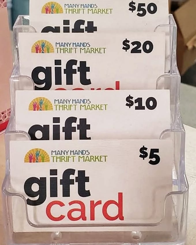 Gift cards: the perfect present for the person who loves the thrill of the hunt. From $5 to $50, these are tickets to thrifting adventures.