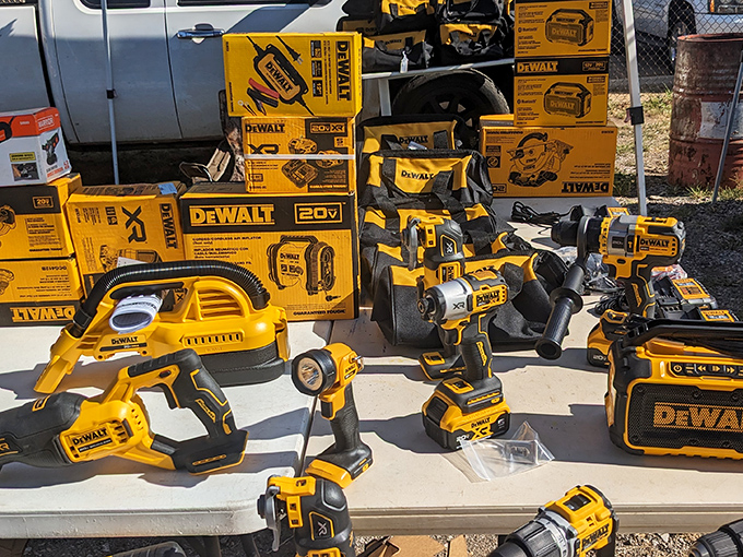 Tool paradise for the practical-minded. That DeWalt collection could turn any amateur into a weekend warrior with serious garage credibility.