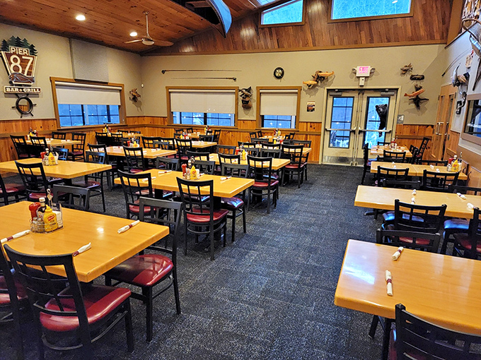 Clean, spacious seating that says "we want you comfortable enough to try every menu item over multiple visits." A strategy that clearly works.