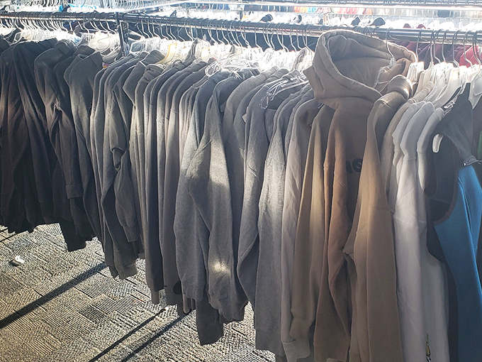 The jacket section: a neutral-toned sea of blazers, coats, and hoodies&mdash;fall fashion that won't fall hard on your budget.