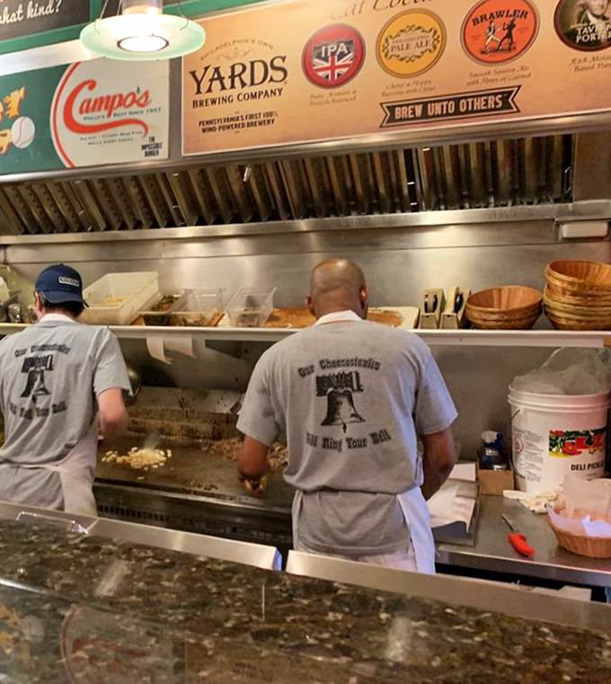 Behind the scenes at Campo's grill &ndash; where the magic happens on a well-seasoned flat top that's seen thousands of cheesesteaks come to life.
