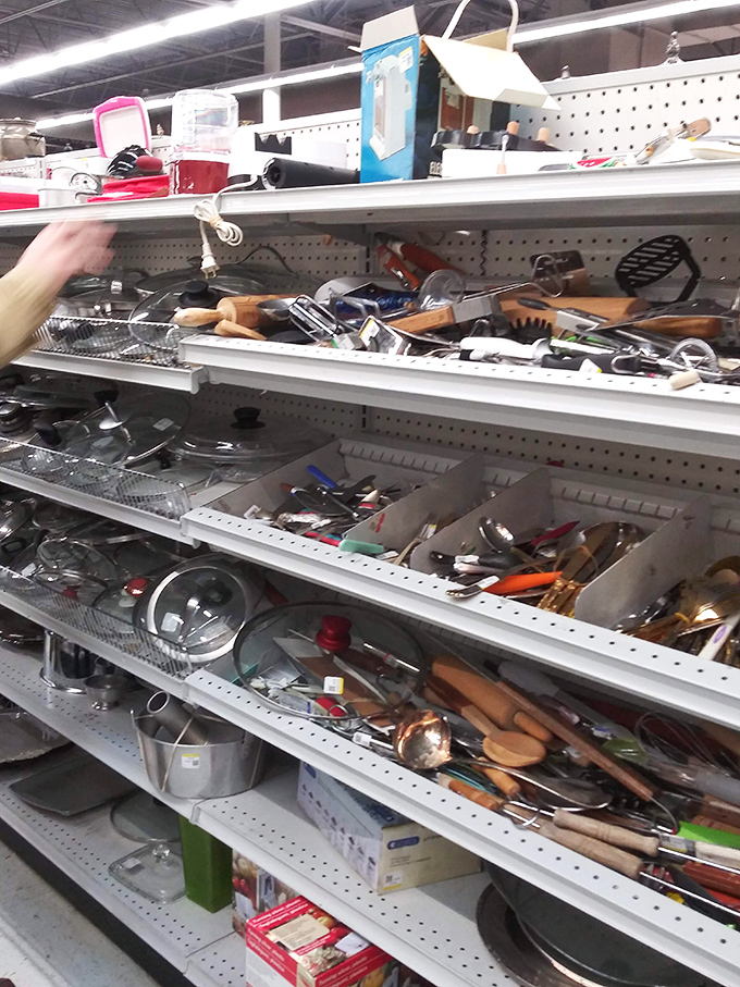 Kitchen tool treasure trove! This utensil jungle contains everything from vintage ice cream scoops to gadgets even Julia Child might question.