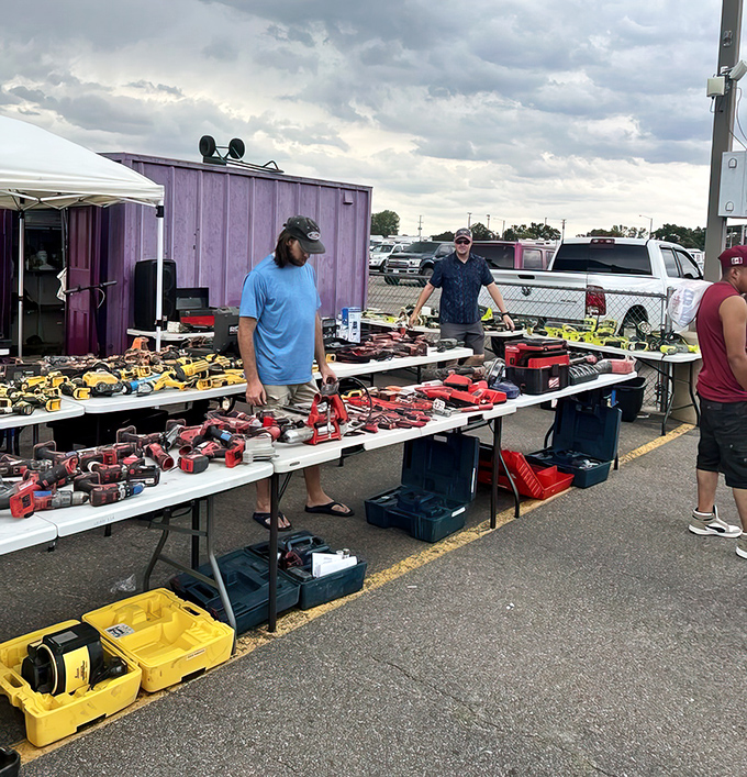 Tool heaven for DIY enthusiasts and professionals alike. The kind of display that makes men spontaneously start planning home improvement projects.