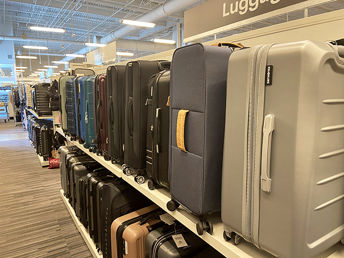 The luggage department—where your old duffel bag goes to feel inadequate among sleek, wheeled wonders ready for their Instagram airport moment.