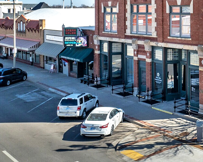 Downtown storefronts maintain their historic character while housing businesses that have adapted to changing times without losing their local soul.