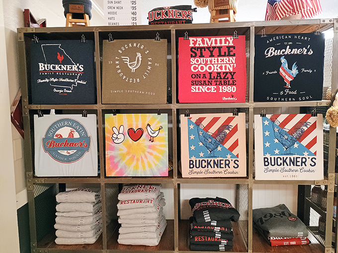 The merch wall &ndash; because sometimes you need a souvenir to remember your food coma by when you're back to eating salads.