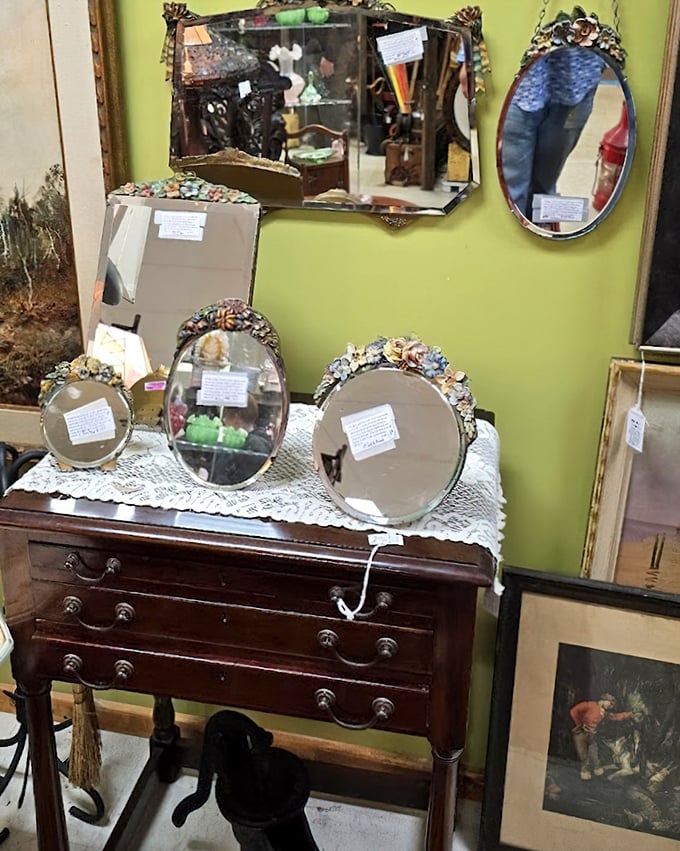 Mirror, mirror on the wall, which century do you hail from after all? These ornate looking glasses have reflected generations of hopeful faces.