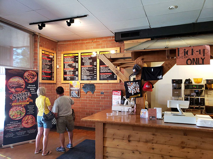 The moment of anticipation &ndash; where hungry customers contemplate life-changing barbecue decisions at the order counter.