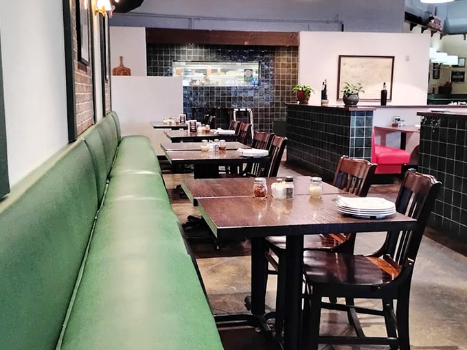 Green booths invite you to settle in for the long haul. This isn't fast food &ndash; it's slow food worth savoring.