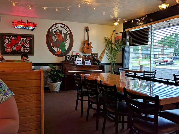 String lights and guitars add warmth to the dining room where strangers become friends over shared meat appreciation.