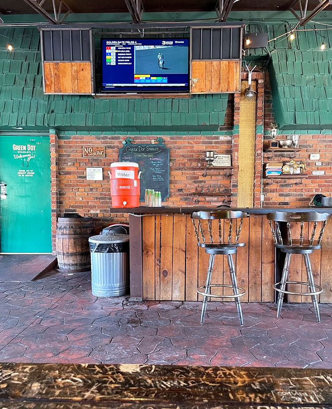 An outdoor bar setup that proves fresh air makes everything taste better, especially when sliders are involved.