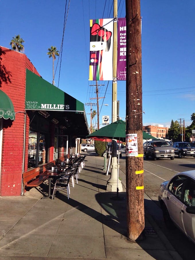 The classic diner experience gets the California treatment with sidewalk seating under green awnings, where Silver Lake life unfolds one bite at a time.