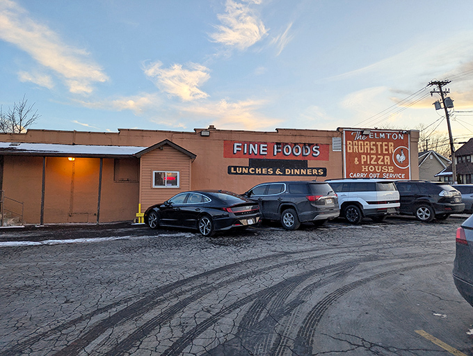 Another view of the modest exterior &ndash; where countless hungry patrons have made the pilgrimage for that legendary broasted chicken.