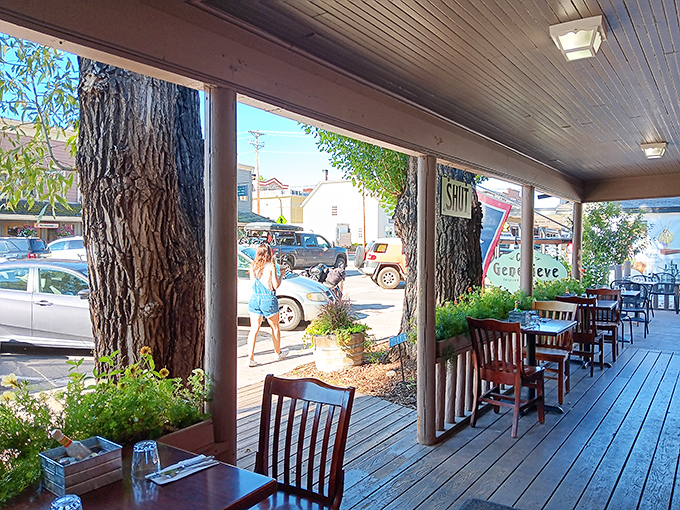 Outdoor seating where the Wyoming air serves as the perfect palate cleanser between bites of breakfast bliss.