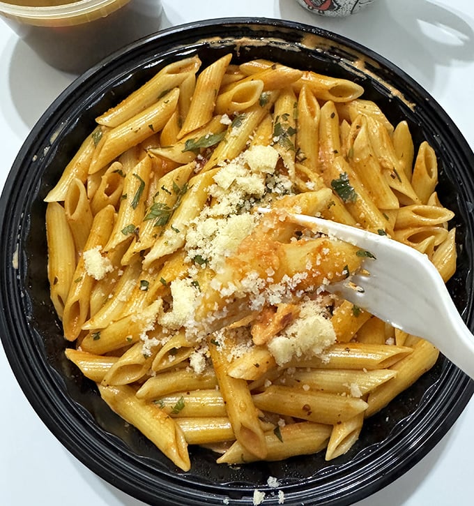Penne pasta that doesn't need a fancy Italian name to prove its worth&mdash;just perfectly cooked noodles embraced by sauce and a snowfall of parmesan.