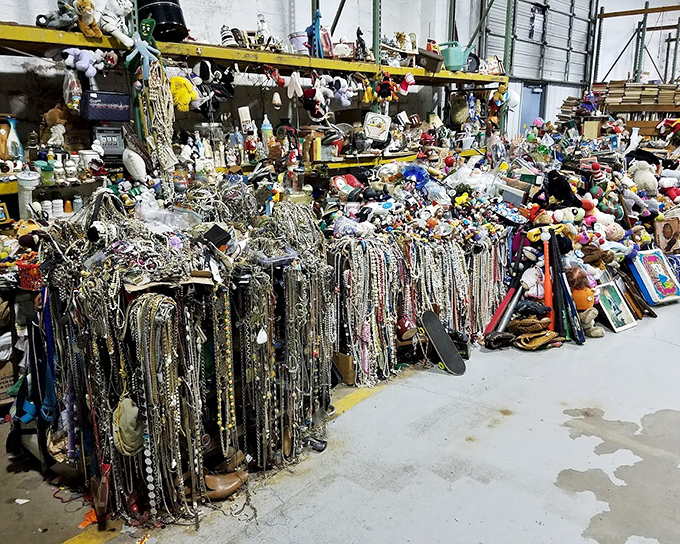 This isn't hoarding&mdash;it's curated chaos! A jewelry vendor's display where one person's "too much" is another's "not enough."