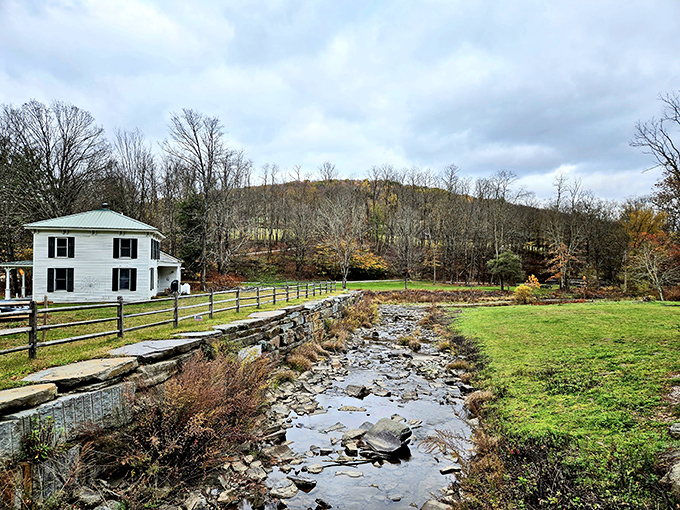 Fall Brook meanders past the historic homestead, connecting past to present. This peaceful stream has witnessed centuries of changing Pennsylvania landscapes.