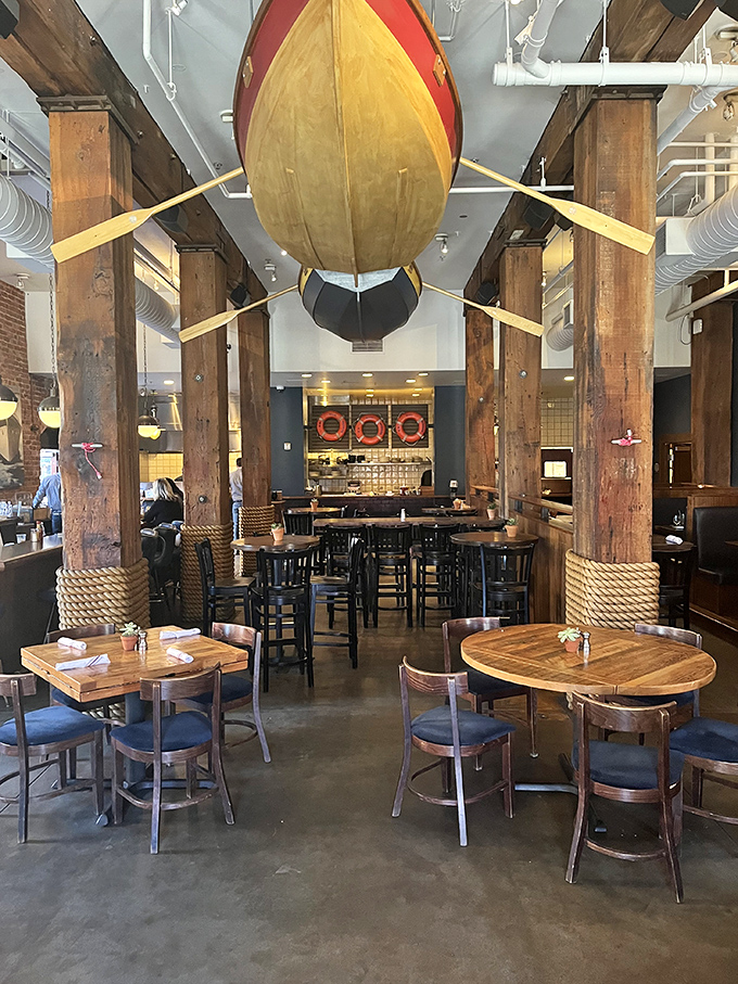 Look up and you'll spot a vintage boat suspended from the ceiling&mdash;because at Blue Mermaid, even the decor tells stories of San Francisco's maritime heritage.