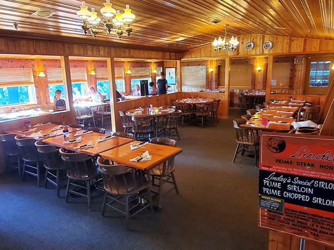 The dining room before the dinner rush&mdash;a calm before the delicious storm. Those wooden chairs have supported generations of happy diners.