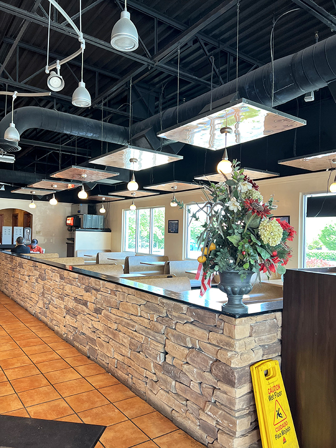 High ceilings and thoughtful design make the dining area feel spacious yet intimate. The perfect stage for your upcoming food coma.