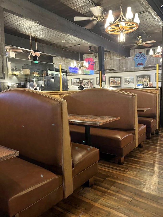 Cozy leather booths that invite you to settle in and savor every single bite.