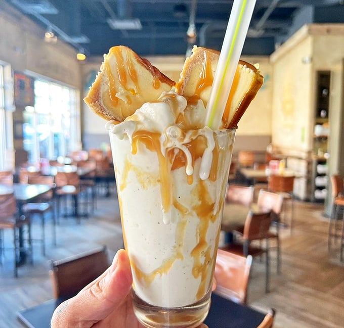 A milkshake so decadent it comes with its own dessert &ndash; those grilled sandwich pieces aren't garnish, they're a bonus round.