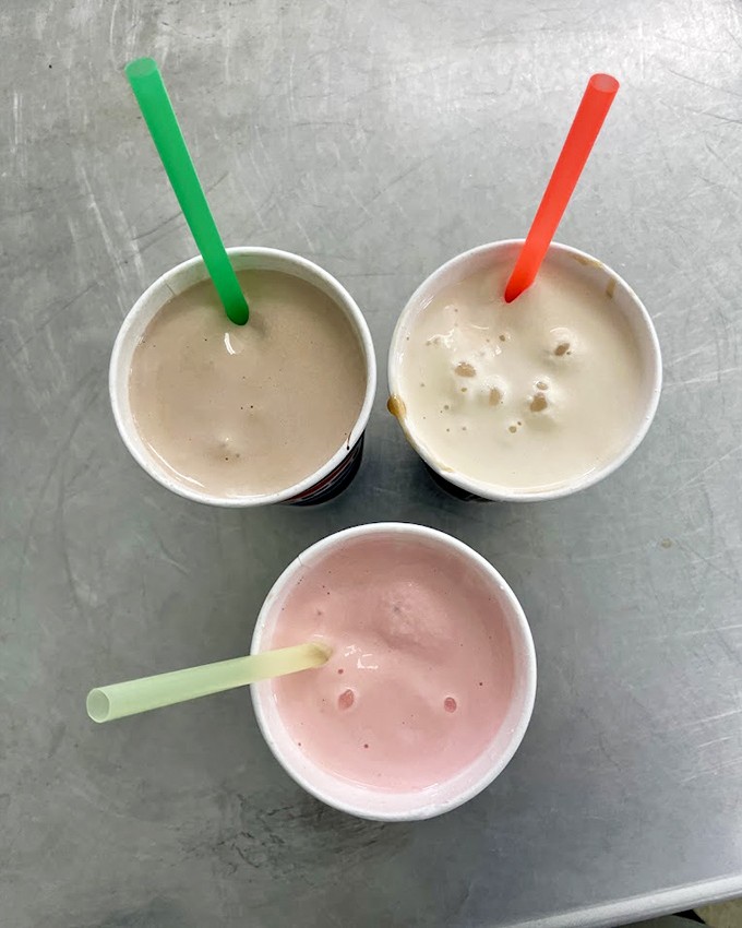The milkshake trifecta &ndash; chocolate, vanilla, and strawberry in their purest form, thick enough to make your straw stand at attention.