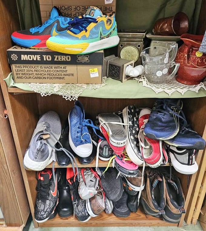 Sneaker heaven for the budget-conscious collector &ndash; these shelves hold footwear stories waiting for new chapters to be written.