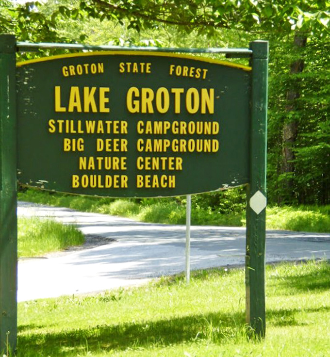The wooden signpost of possibilities. Each destination promises its own flavor of Vermont magic within Groton State Forest.