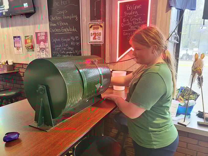 That mysterious rotating barrel might be the Midwest equivalent of a raffle drum &ndash; where small-town luck is dispensed alongside cold beverages.