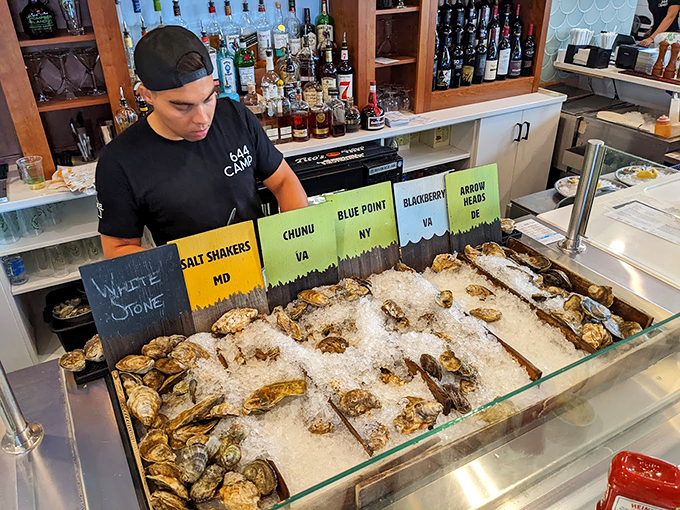 Behind every great oyster display is a skilled shucker with knowledge of the sea. This raw bar showcases varieties that tell stories of their waters.