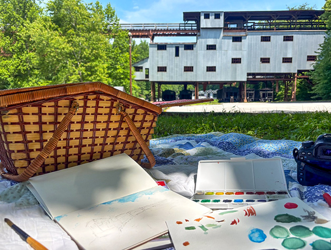 An artist captures the industrial beauty of Blue Heron while proving that sometimes the best souvenir isn't something you buy, but something you create.