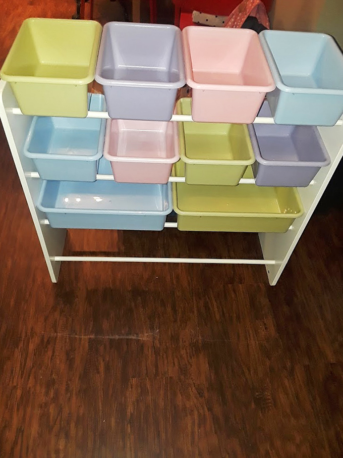 Pastel storage bins that Marie Kondo would approve of. Organization has never looked so delightfully retro and candy-colored.