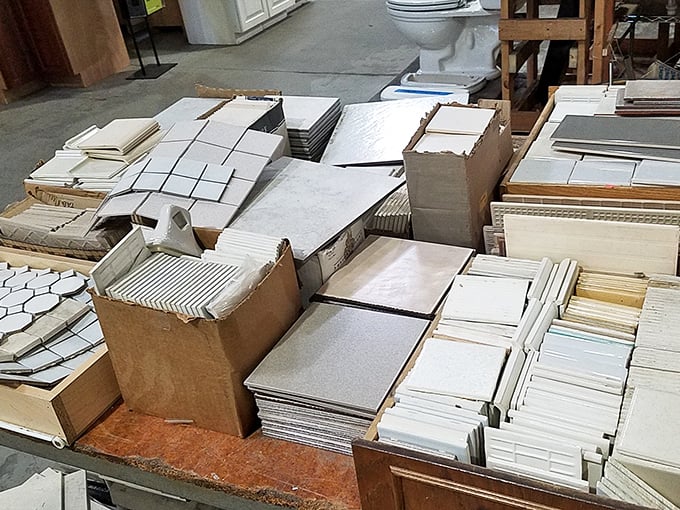 Tile heaven! Enough ceramic squares to create the bathroom mosaic of your dreams or finally finish that kitchen backsplash you've been putting off.