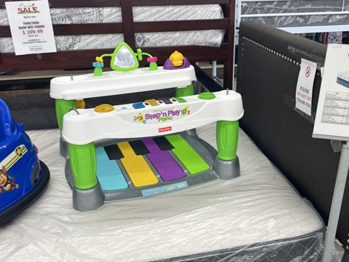 A Fisher-Price piano awaits tiny composers. Some childhood classics never go out of style&mdash;this musical toy has likely survived several generations of budding Beethovens.