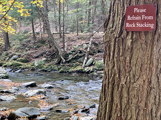"Please Refrain From Rock Stacking" &ndash; Mother Nature spent millions of years arranging these rocks just so, and politely requests we leave her portfolio untouched.