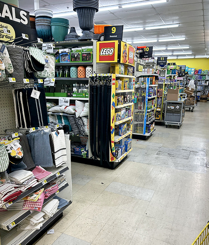 LEGO sets and home textiles sharing real estate in the ultimate democratic shopping experience. Something for everyone, wallet restrictions not required.