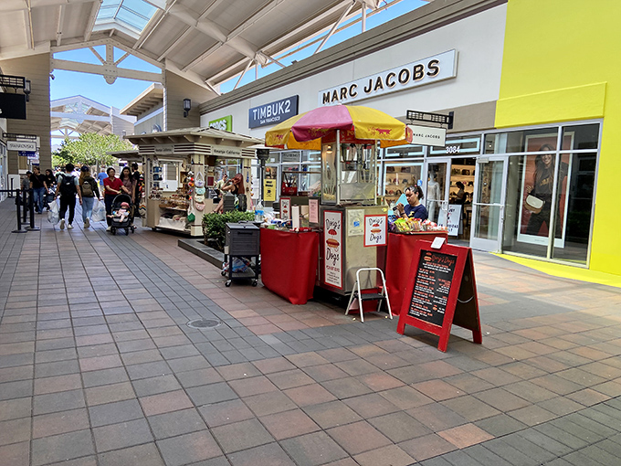 Food vendors offer shopping sustenance &ndash; because nothing fuels a bargain hunt like a soft pretzel and lemonade.