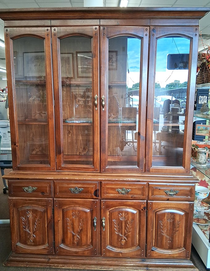 This china cabinet could house grandmother's finest dishes or your everyday collection, depending on your dining ambitions.