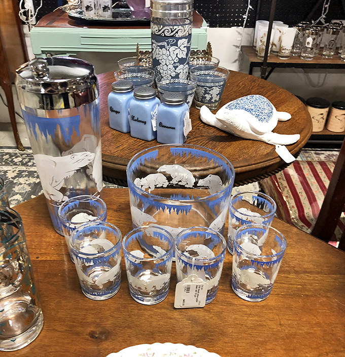A blue and white glassware set that transforms ordinary iced tea into something that feels like it should be served with a Southern accent and a story.