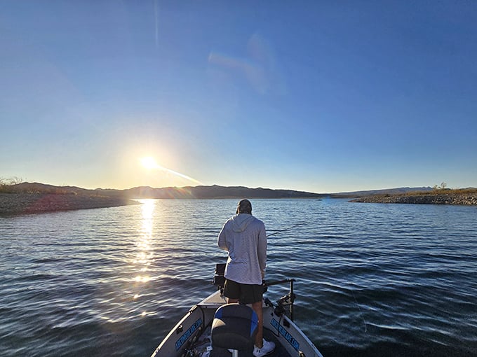 Fishing at sunset &ndash; where catching dinner comes with a side of spectacular sky show.