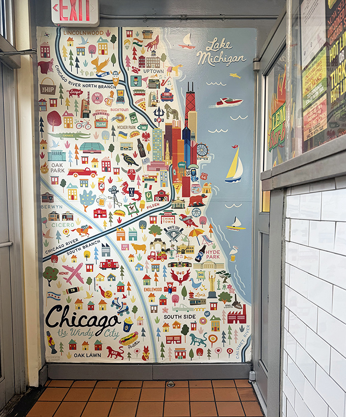 A whimsical Chicago map that reminds you this barbecue institution is woven into the city's cultural fabric. South Side pride on full display.