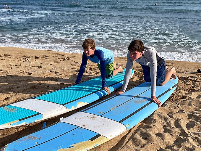 These young surfers preparing to catch their first waves are learning Hawaii's most sacred ritual &ndash; the art of talking story with the ocean.