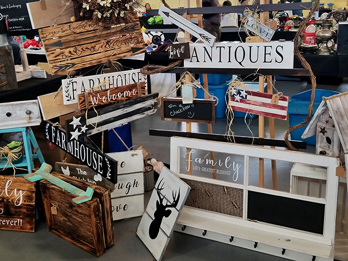 Farmhouse chic signs for those who need written reminders about where they are and what they value. "Live, Laugh, Collect More Signs."