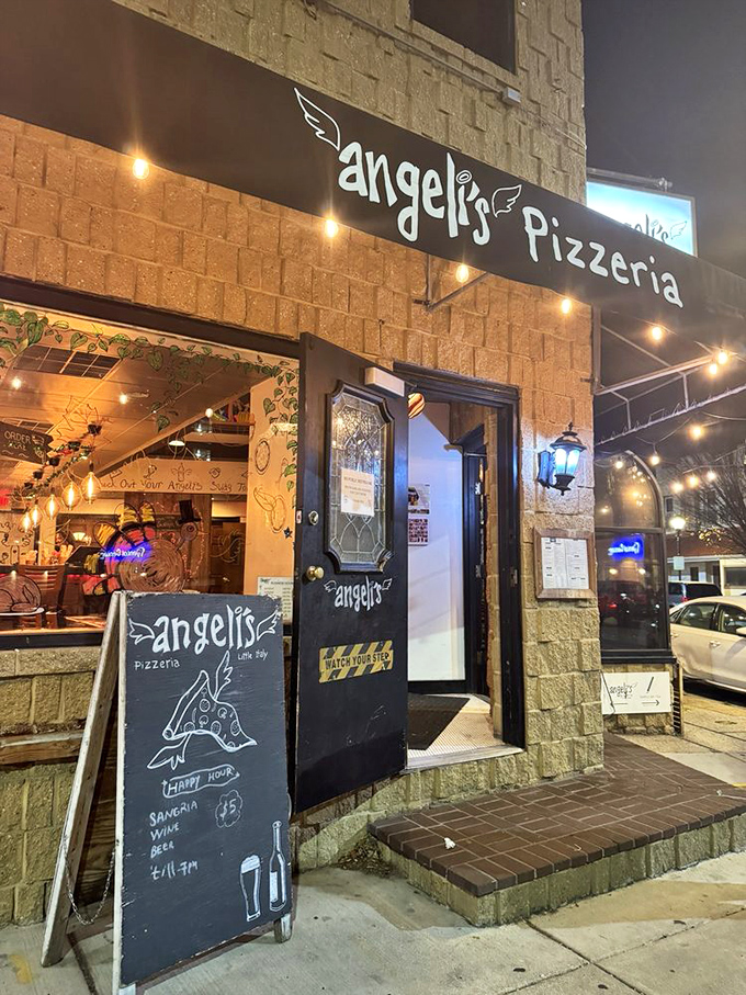 Angeli's chalkboard charm and warm lighting create the perfect backdrop for serious pizza and casual conversation