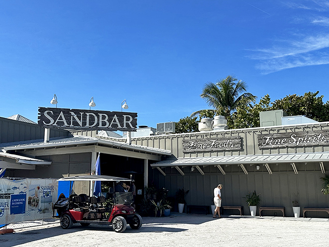 Sandbar's elegant coastal design promises upscale grouper sandwiches in Anna Maria's most sophisticated setting.