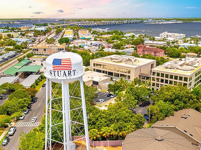 Stuart: The water tower stands like a patriotic exclamation point over a town that perfected the art of Florida charm.
