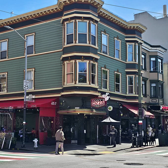 The corner location of Tony's Pizza Napoletana sits at the heart of San Francisco's Little Italy, a mecca for serious pizza enthusiasts.