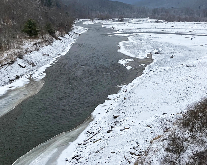 The Allegheny River in winter &ndash; half frozen, wholly mesmerizing. Even in its partially iced state, it flows with a determination we could all learn from.