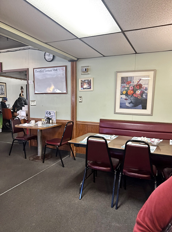 Another angle on diner perfection &ndash; where ceiling fans and good food never go out of style.